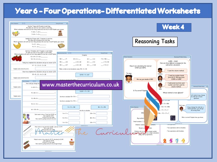 Year 6- Four Operations – Week 4- Editable Differentiated Worksheets ...