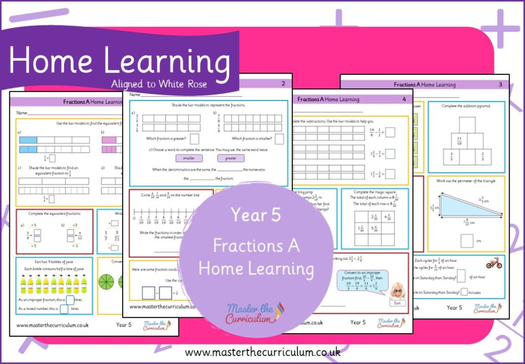 Year 5 Fractions A Home Learning - Master The Curriculum