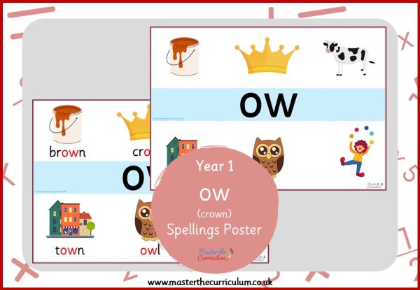 Spellings Poster for 'ow' (crown) - Master The Curriculum