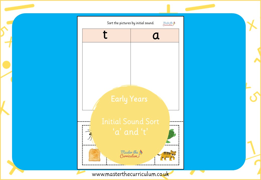 Initial Sound Sort - 'a' and 't' - Master The Curriculum
