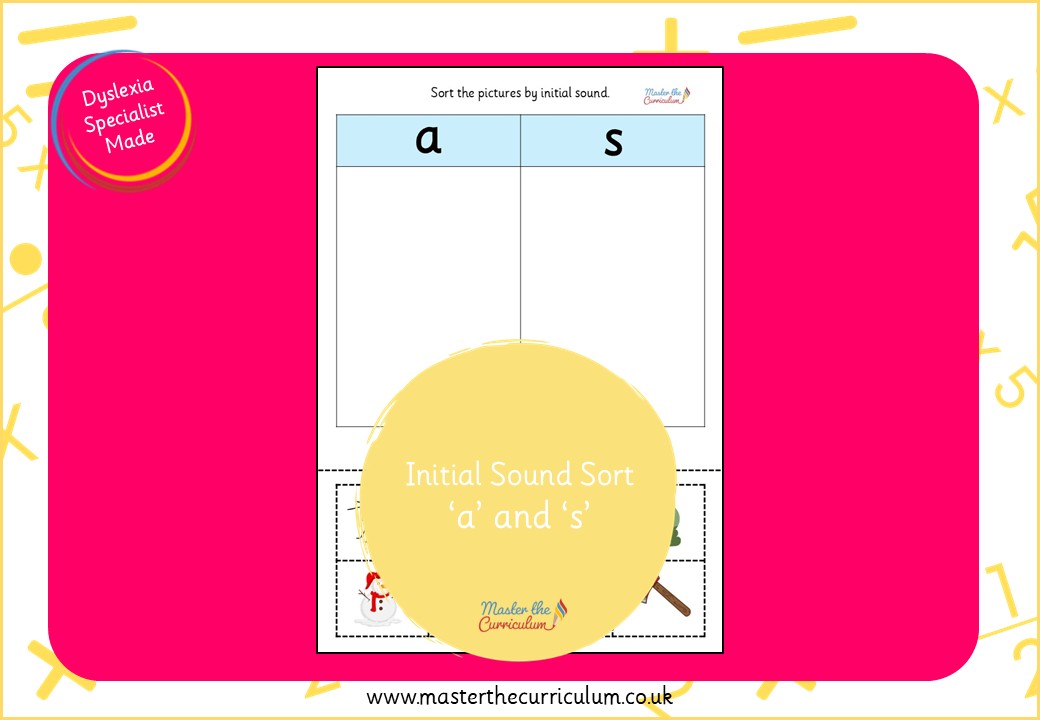 Initial Sound Sort - 'a' and 's' - Master The Curriculum